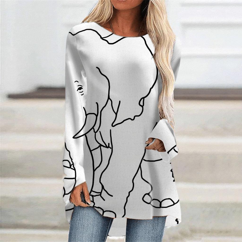 Buy Fashion Women's Loose Long-sleeved Top Casual Crewneck Autumn ...
