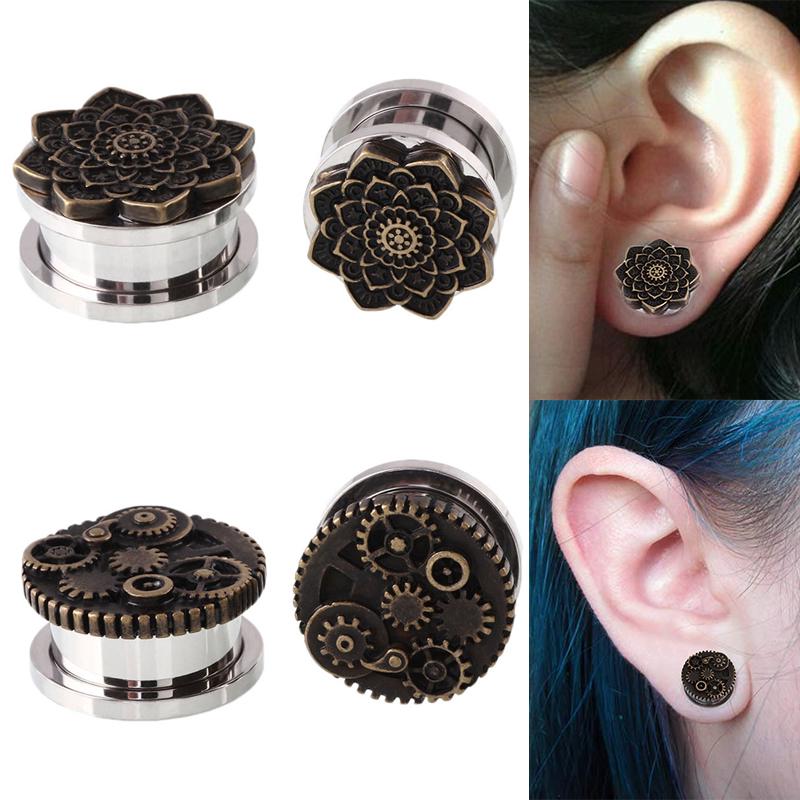 Buy Ear Expander 1pc Body Piercing Jewelry Stainless Steel Gear Mandala ...