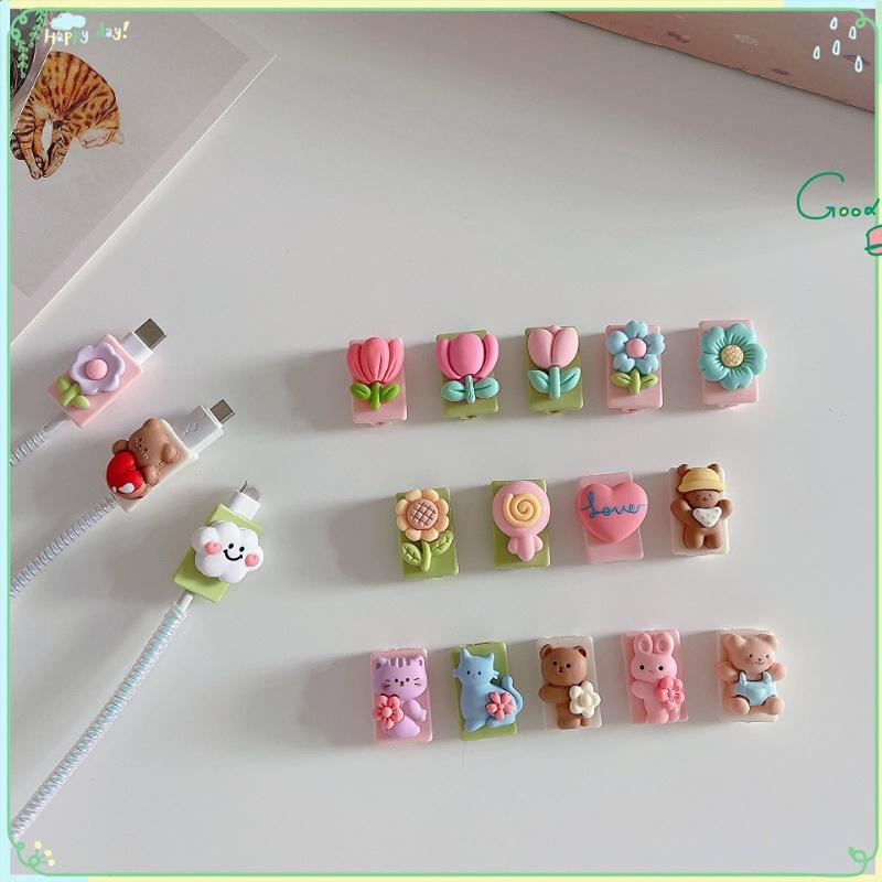 Satın alın 1pc Cable Protector Cute Cartoon 3D Floral Data Cable ...