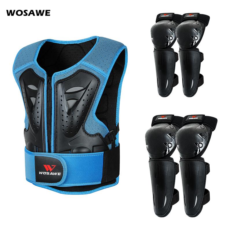 Motorcycle Chest Protector WOSAWE Kids Armor Vest MTB Knee Elbow Pads ...