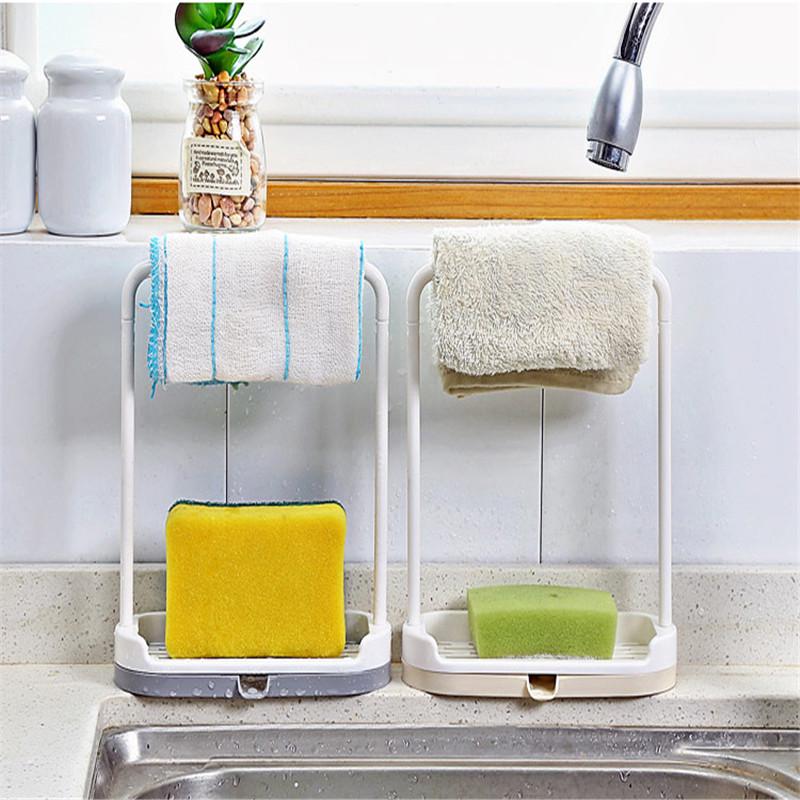 Kitchen Towel Sponge Dishcloth Hanging Rack Bathroom Soap Holder Sink ...