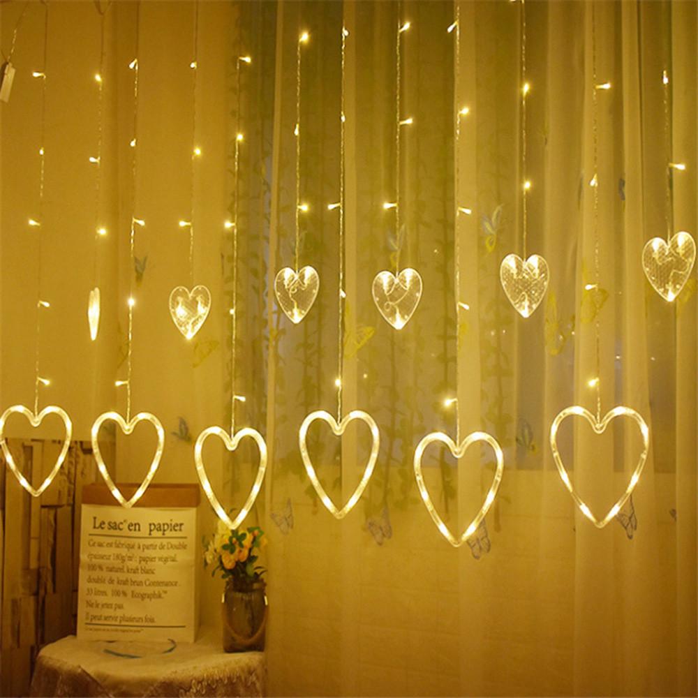 Cheap (Leave footsteps)220V Heart Shape Curtain Light LED Light String ...