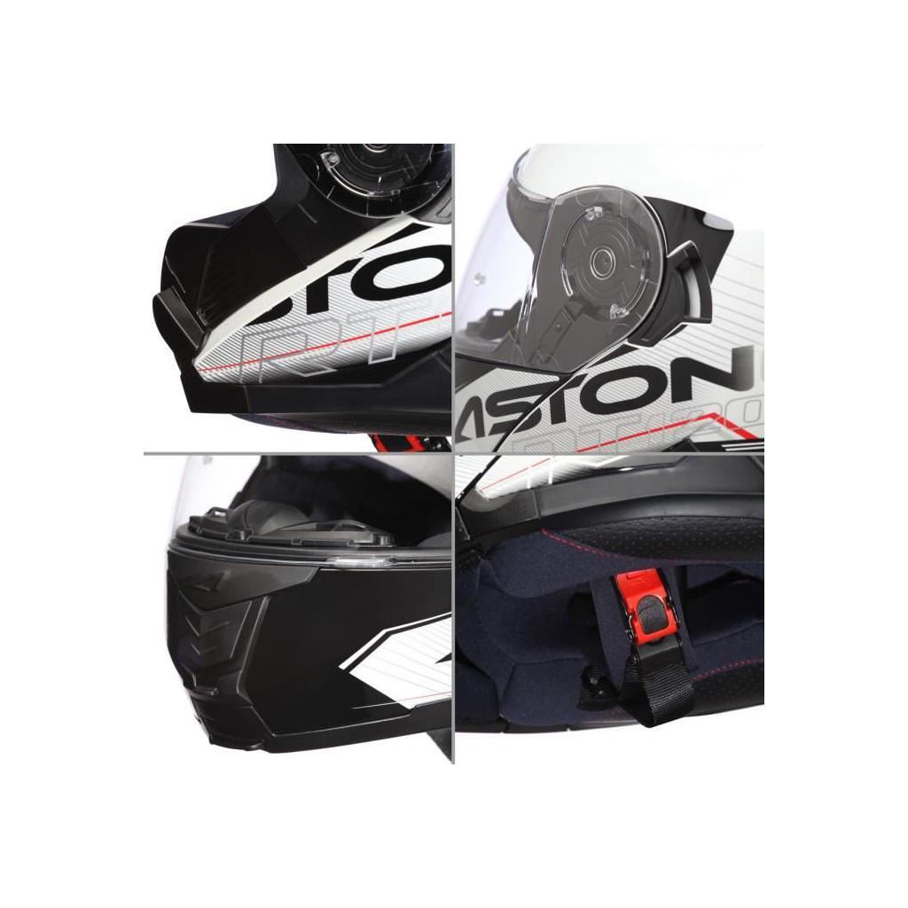 Buy ASTONE RT1200 Modular Touring Helmet White and Black Varnished at ...