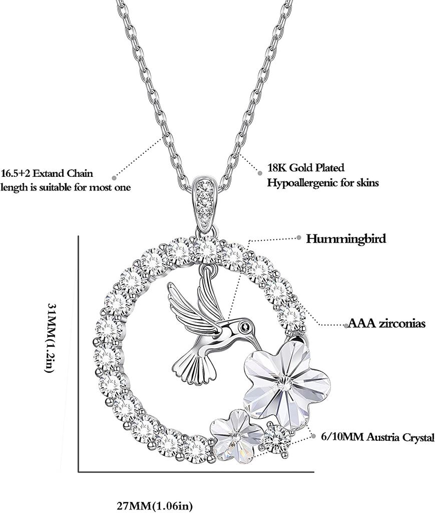 Satın alın 18K Gold Plated Hummingbird Pendant Necklace for Women ...