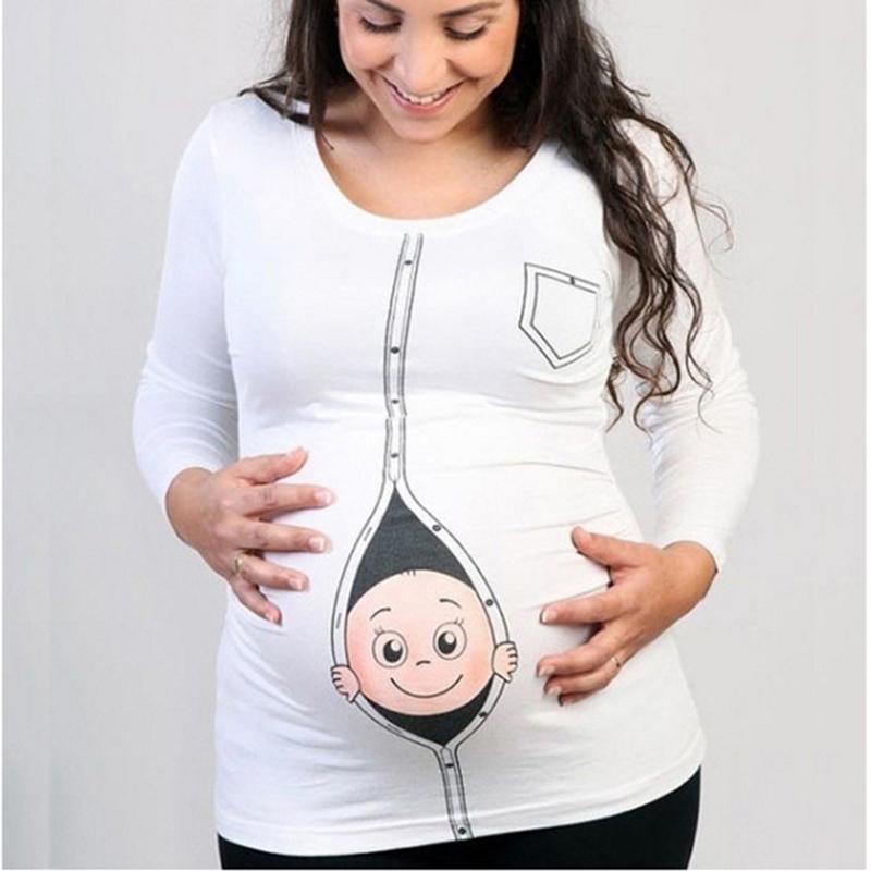 Buy Woman Fashion Pregnancy Clothes Cartoon Printed Casual Loose Long ...