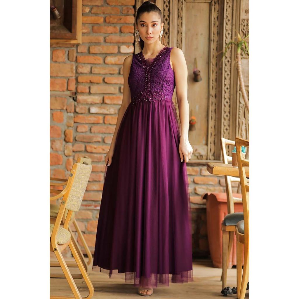 Buy Lacy Purple Women's Long Evening Gown at affordable prices — free ...