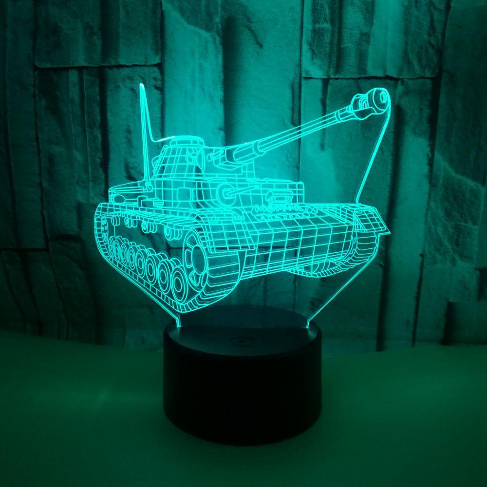 Buy 3D Tank LED Night Light 7 Colors Changeable Bedside Lamp Bedroom ...