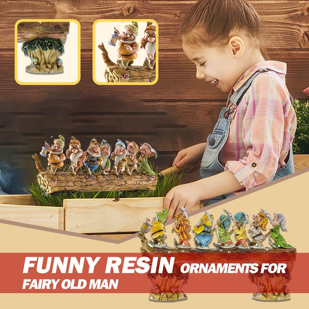 Buy Dsfiuuy Resin Ornaments Seven Dwarf People Trees Gnome Decorate The ...