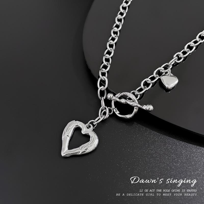 Kaufe 316L Edelstahl Koreanische Süße Liebe Herz Choker Halskette Statement Freundin Geschenk ...