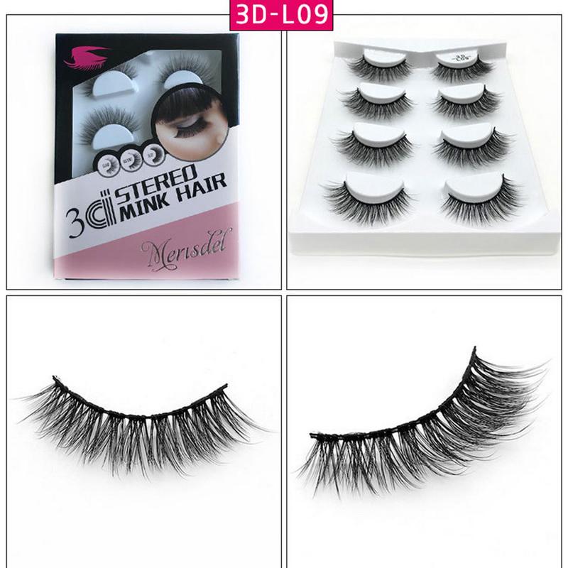 Buy 4 Pairs Reusable 3d Handmade Makeup Thick False Eyelashes Set ...