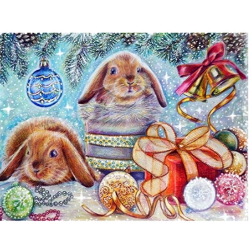 Buy 5D Diy Diamond Painting "Two Lop Rabbits" Wall Art Cross Stitch ...