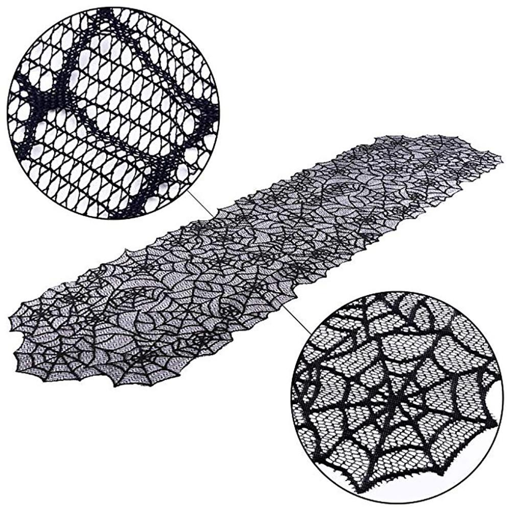 Cheap Halloween Polyester Lace Dinner Parties Table Runner Black Spider ...