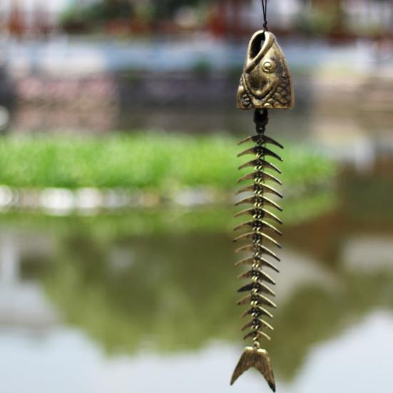 Buy Fish Wind Chime Exquisite Fishbone Design Iron Practical Pendant ...