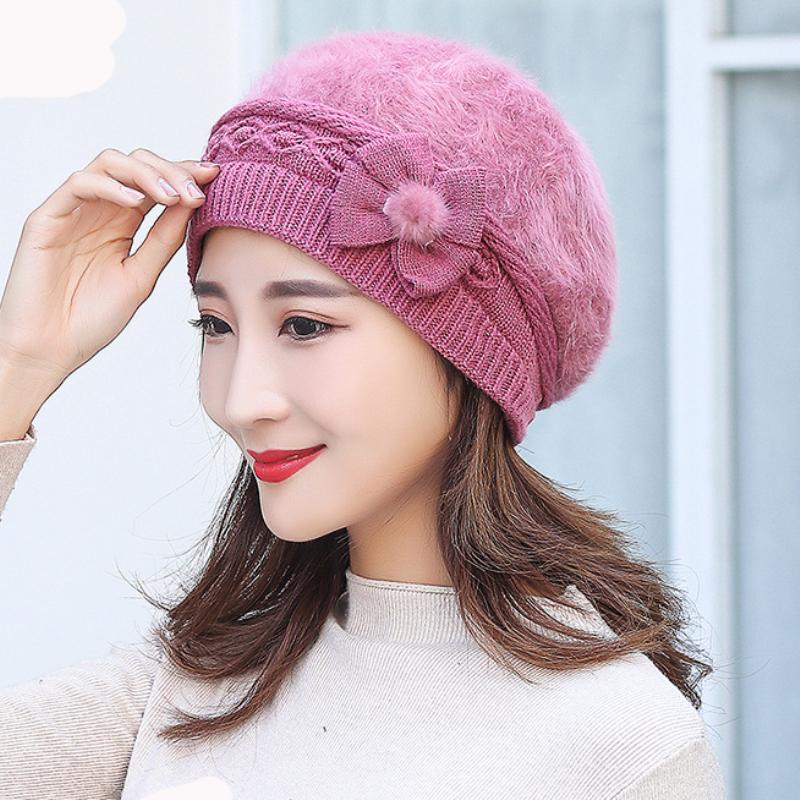 Ht2908 Berets Thick Warm Women Winter Hat Fleece Lined Rabbit Fur Hat Skullies Beanies Berets ...