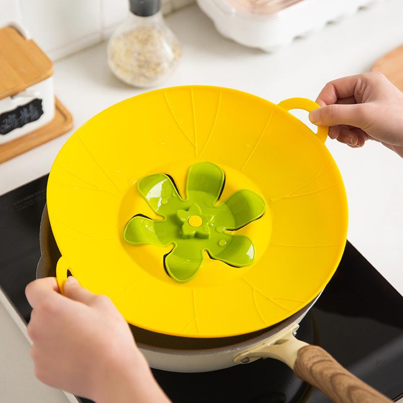 Multifunctional Silicone Pot Lid Spill Stopper Anti Overflow Pot Cover ...