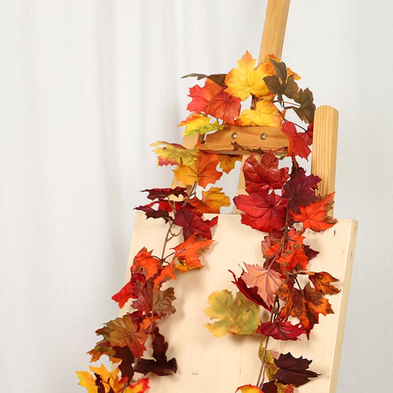 Buy 170cm Simulate Maple Leaf Cane Autumn Color Decoration for Home ...