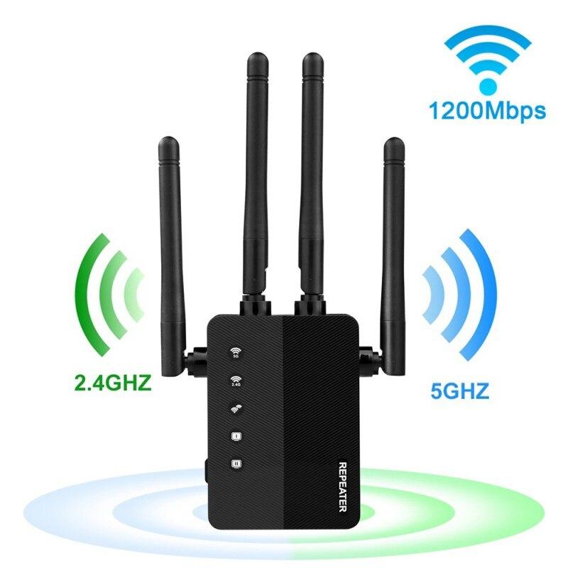 Buy 2.4G/5G Dual Band WiFi Repeater 1200Mbps Wireless Range Extender AP ...