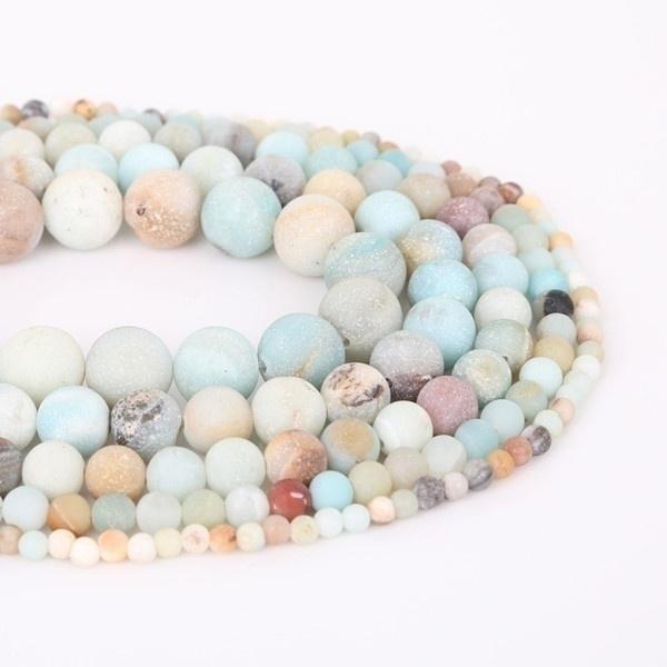Buy Matte Bead Natural Stone Frosted Beads Round Loose Beads DIY ...