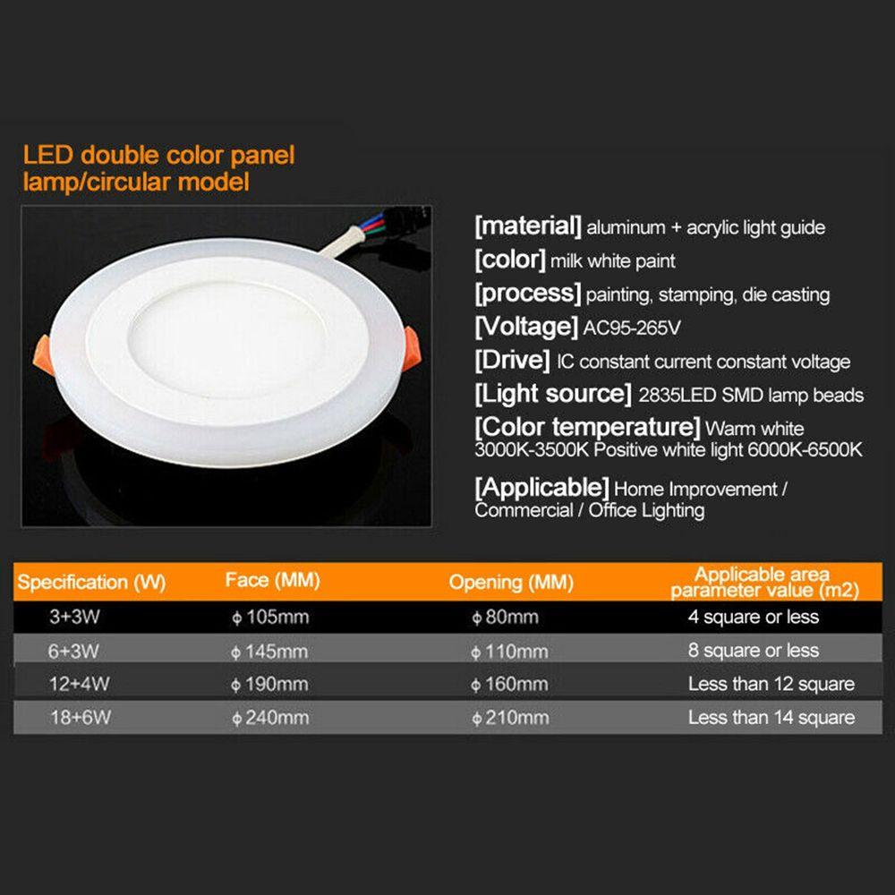 110V 220V Ultra Thin Recessed 6W 9W 16W 24W Dual Color Spot Light LED ...