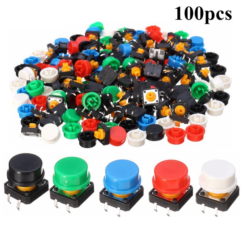 Buy 100pcs Tactile Switch PCB Tact Push Button Momentary with 5 Color ...