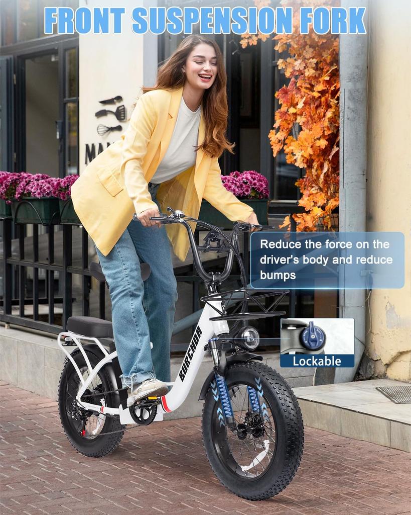 Iegādāties BURCHDA U8 pieaugušo elektriskais velosipēds, 20" Fat Tire ...