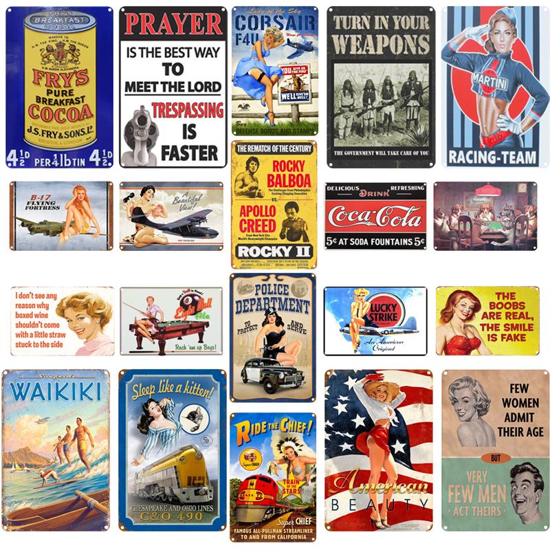 Cheap Vintage Picture Metal Plaque Signs Retro Man Cave Garage Bar Pub ...