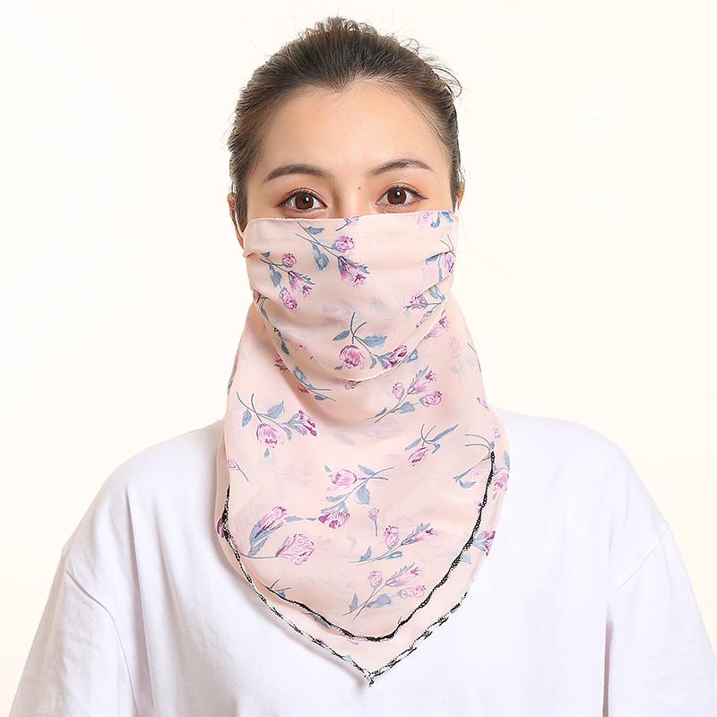Women Chiffon Neck Scarf Face Mask Cover Sunscreen Scarves Wraps ...