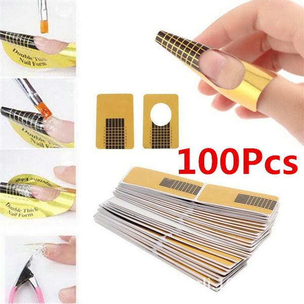 Buy 100Pcs Nail Forms Tips Acrylic Extension Sticker Nail Art Form Nail ...