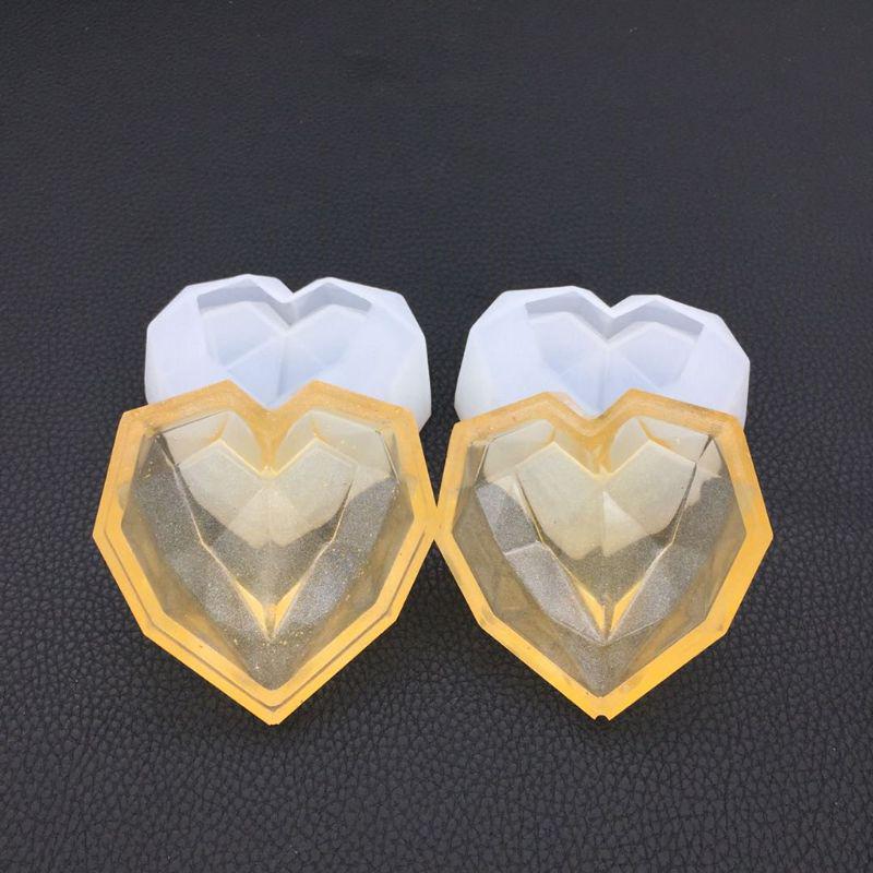 Silicone Epoxy Resin Crafts Heart-shape Storage Box Case Desk Table ...