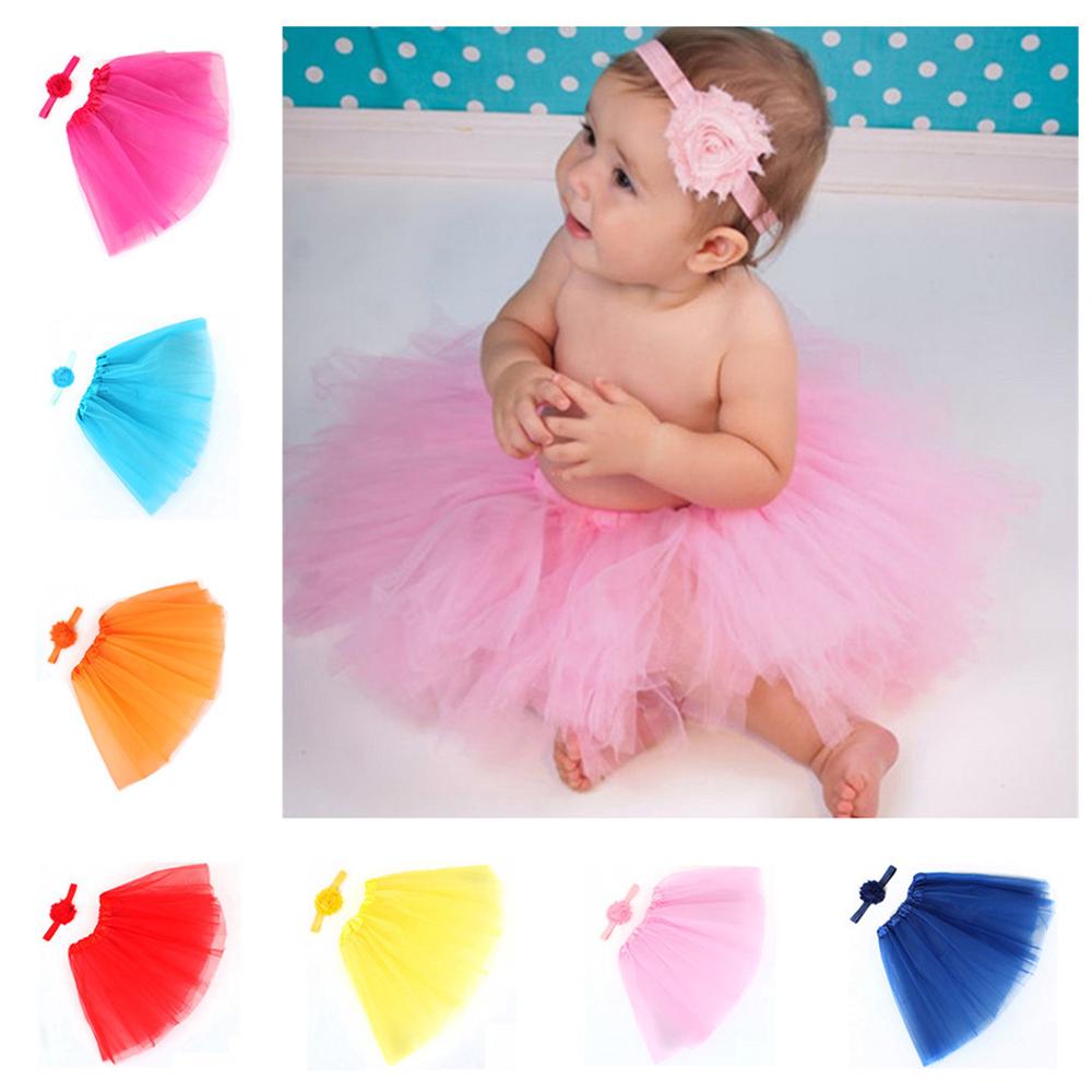 Buy Newborn Baby Tutu Yarn Dress Headband Outfits Set Infant Costume ...