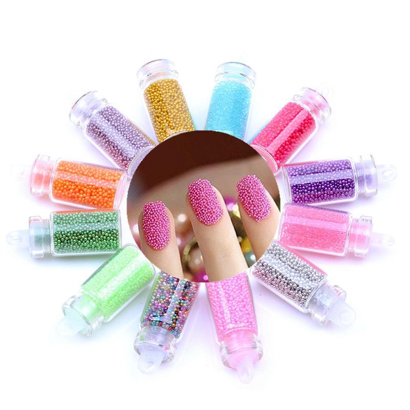 Buy 12 Boxes Colorful 3D Mini Nail Art Caviar Beads Tiny Nail Balls ...