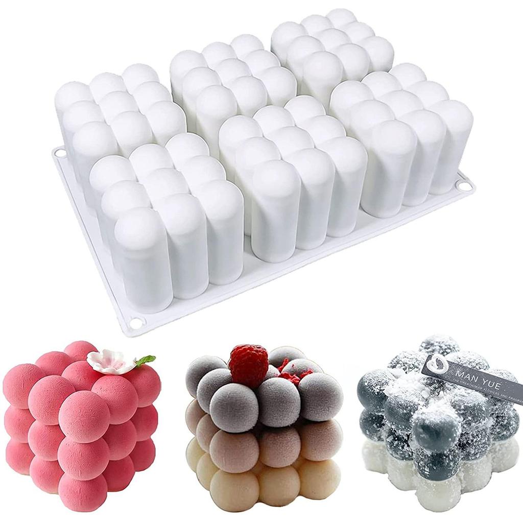 Buy 3D Bubble Cube Mousse Cake Mould, 6 Cavity Bubble Candle Mold ...