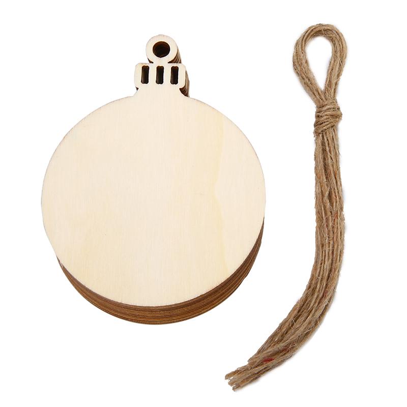 Buy 10pcs Wooden Round Baubles Tags Christmas Balls Decorations Art ...