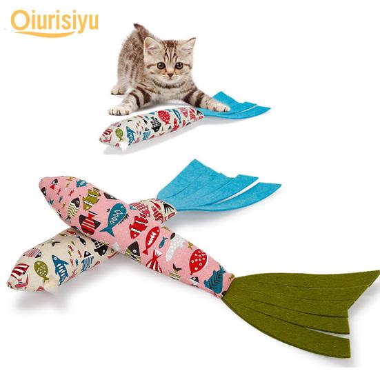 Buy Fish Shape Cat Kitten Stuffed Catnip Noise Paper Pillow Doll Pet ...
