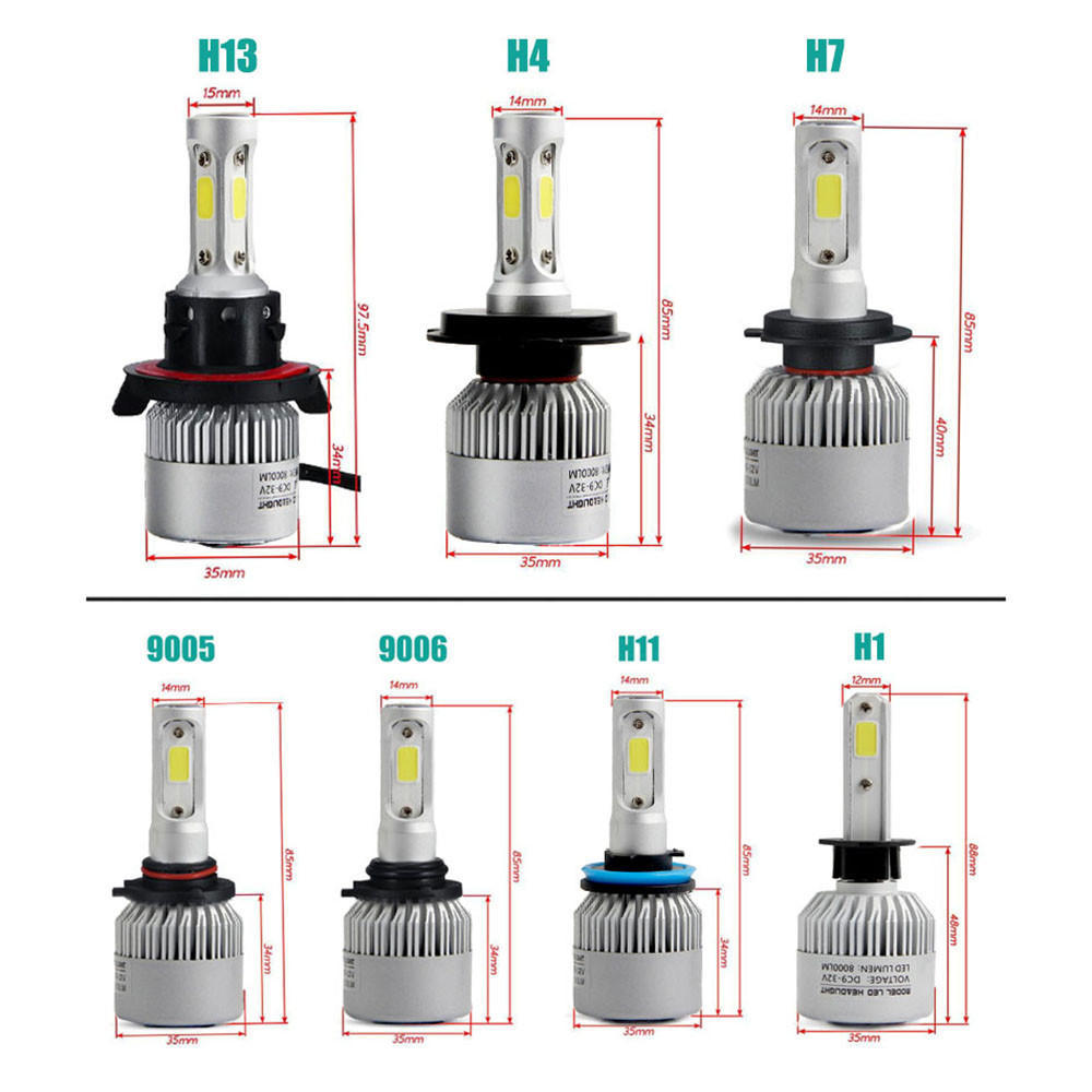 Buy 72W H7 COB LED 16000LM Auto Car Headlights Kit Driving Bulbs Lamps ...