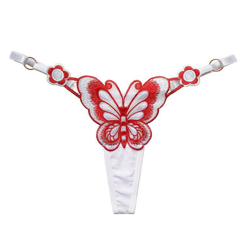 Buy 1PC Briefs G-string Butterfly Shape Embroidery Thong Adjustable Low ...