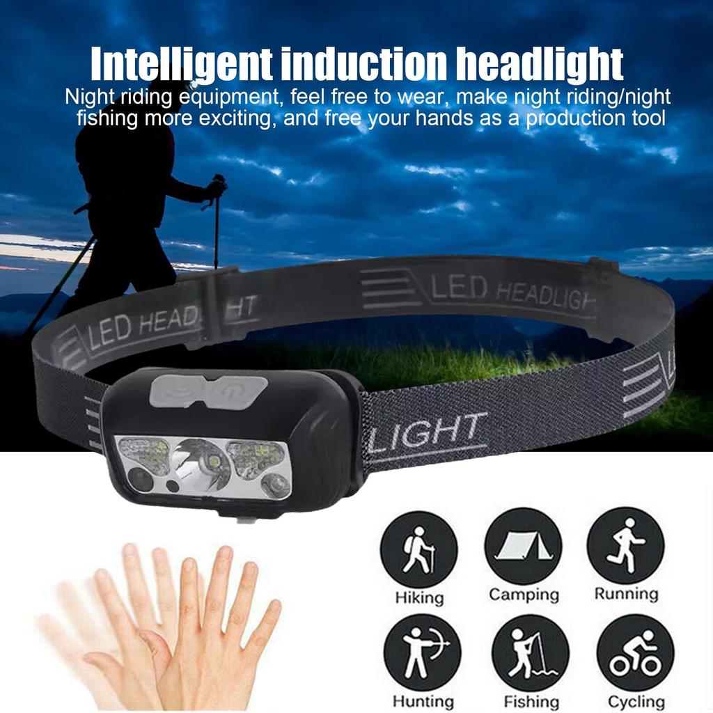 Buy Mini LED Headlamp 6000LM With Body Motion Sensor USB Mode Headlight ...