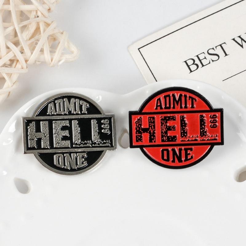 Buy Hell Admit One 666 Ticket Enamel Pin Black Red Ticket To Hell Punk ...
