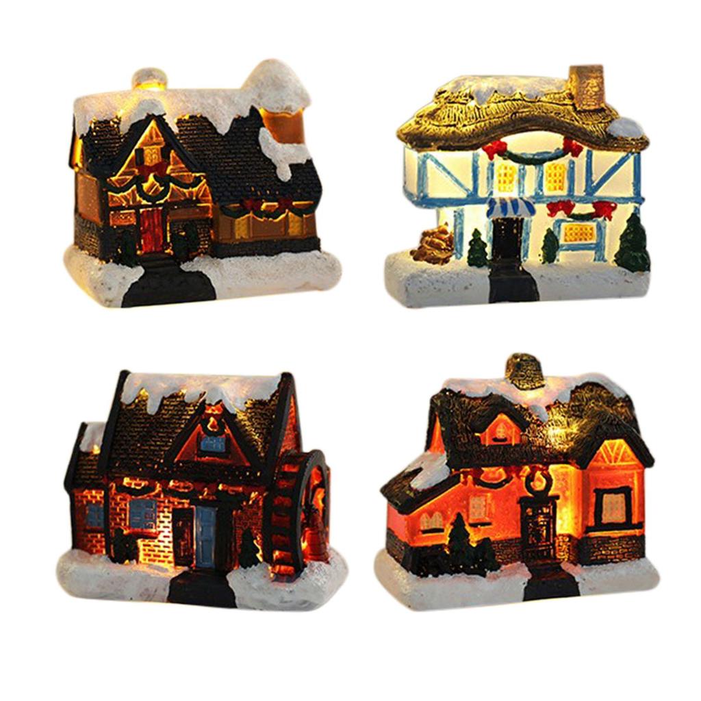 Christmas Village Houses with LED Light Luminous Built-in Battery Town ...