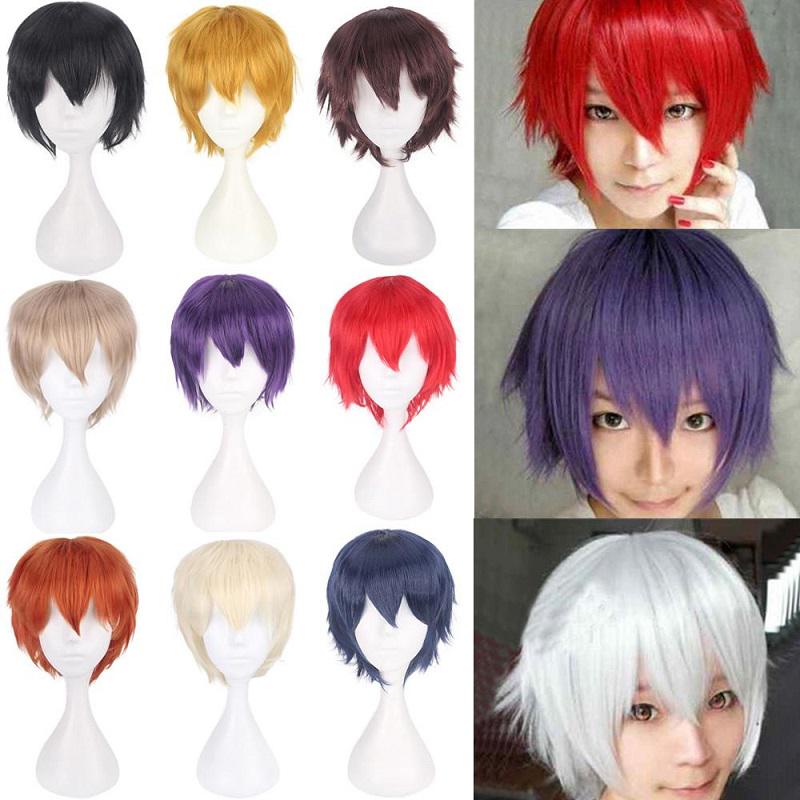 Buy Full Cosplay Wig Anti Warping Solid Short Fluffy Layered Toupee ...