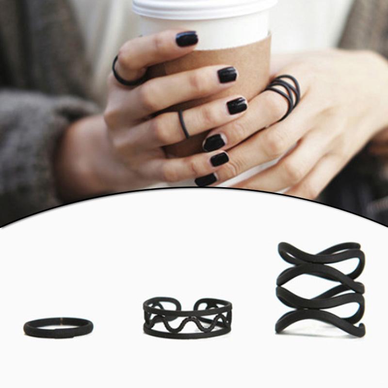 Buy 3pcs /Set Punk Multilayer Hollow Cross Midi Finger Tip Rings Female ...