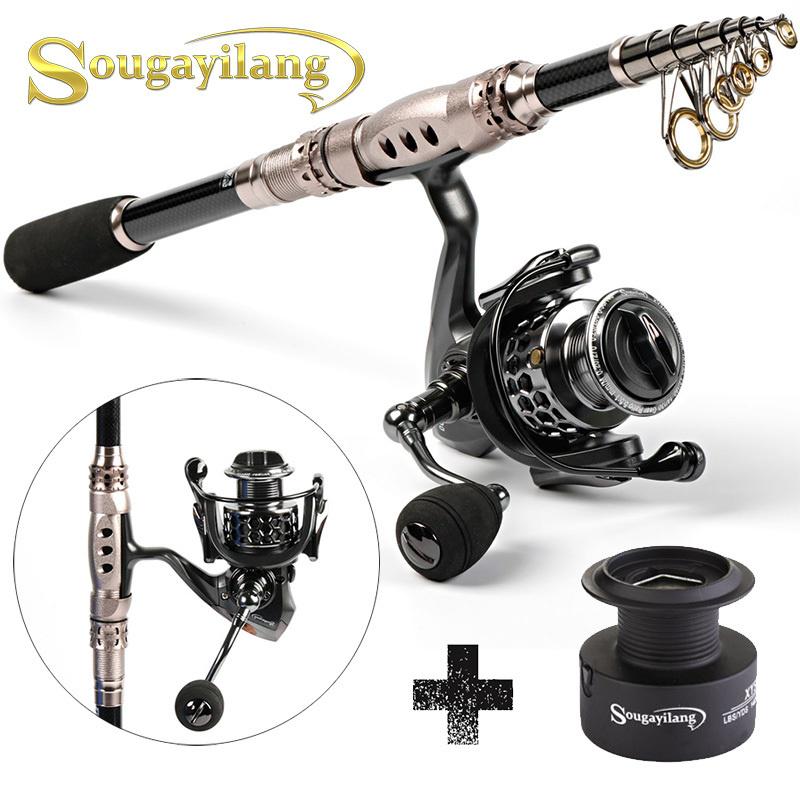 Buy Telescopic Spinning Fishing Rod and Reel Combos Kit Carbon Fiber ...