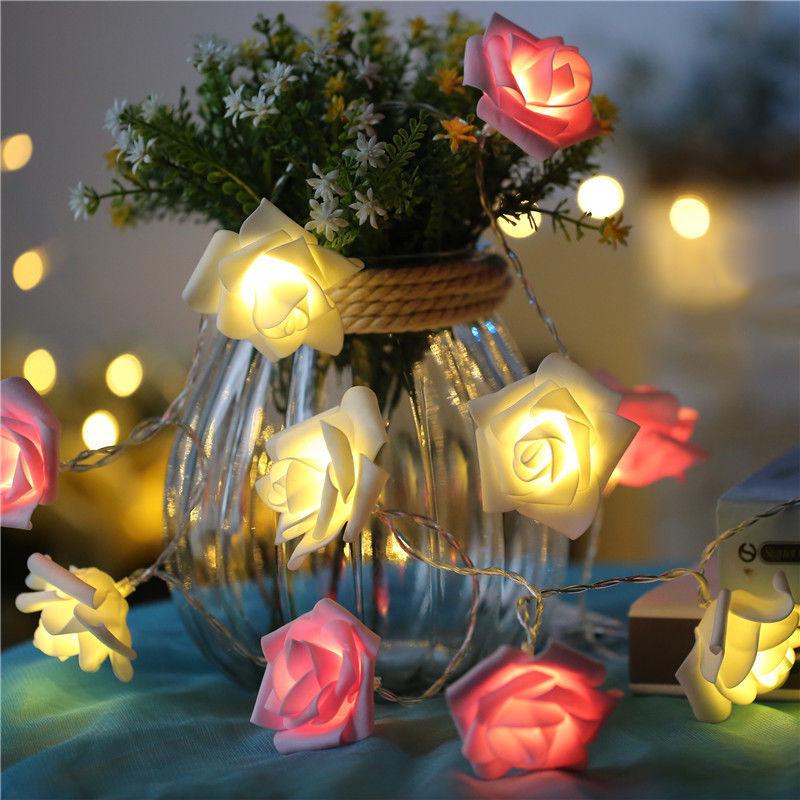 Satın alın 9LED 20LED Rose Flower Garland String Light Fairy Wedding ...