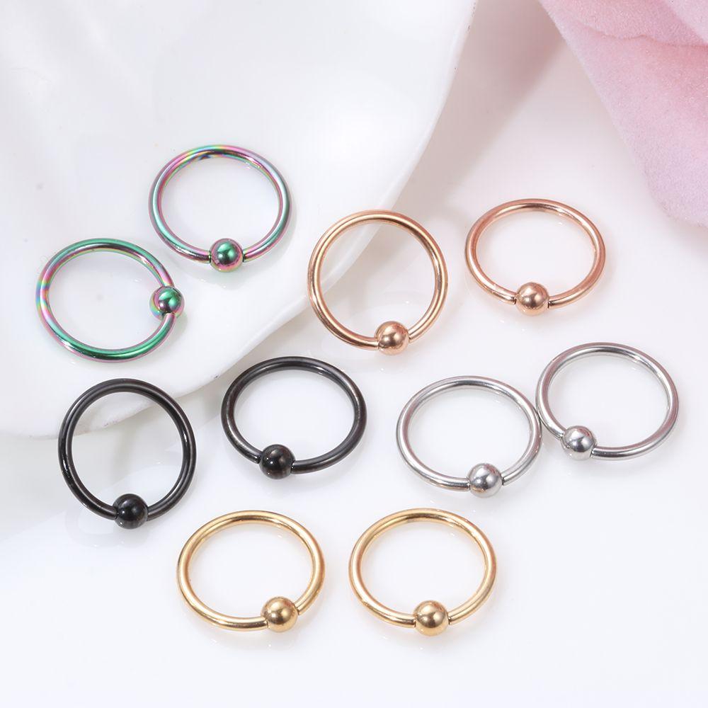 Köp 2Pcs Steel Captive Bead Cartilalge Body Jewelry Ear Hoop Nose Ring ...