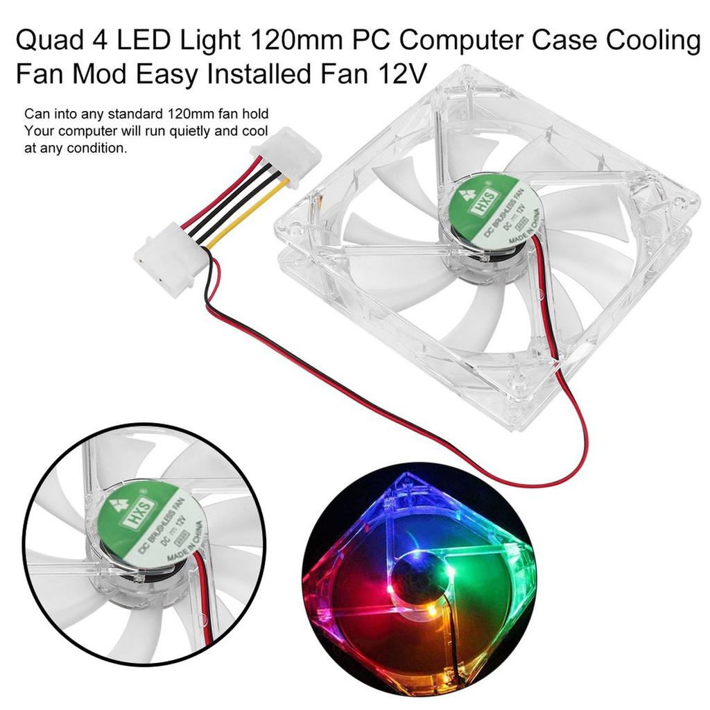 Cheap ICO-ICO Quad 4 LED Light 120mm PC Computer Case Cooling Fan Mod ...