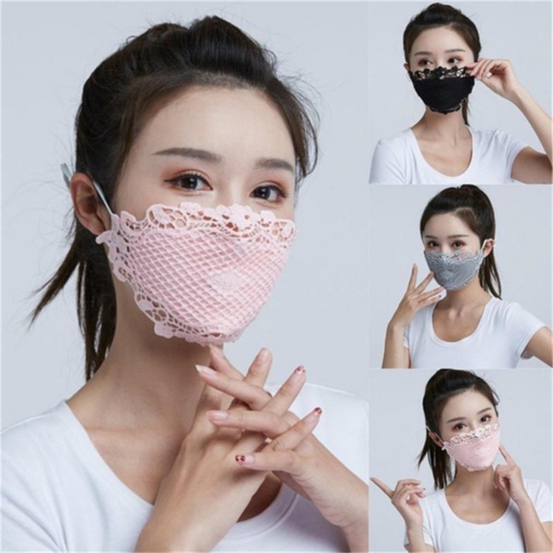 Buy Women Lady Charming Stylish Brief Solid Lace Breathable Face Mask ...
