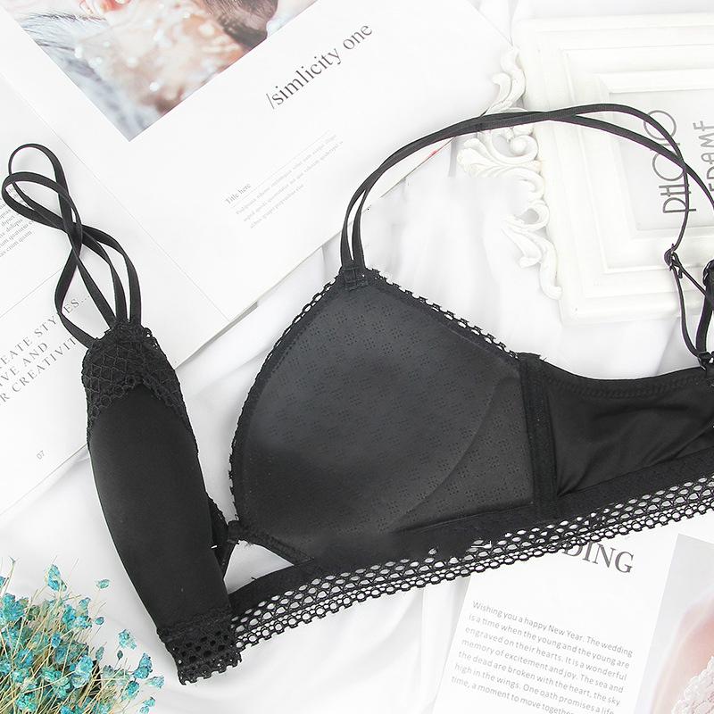 Buy Sexy Hollow Out Lace Underwear Bandage Bra Set Push Up Wireless ...