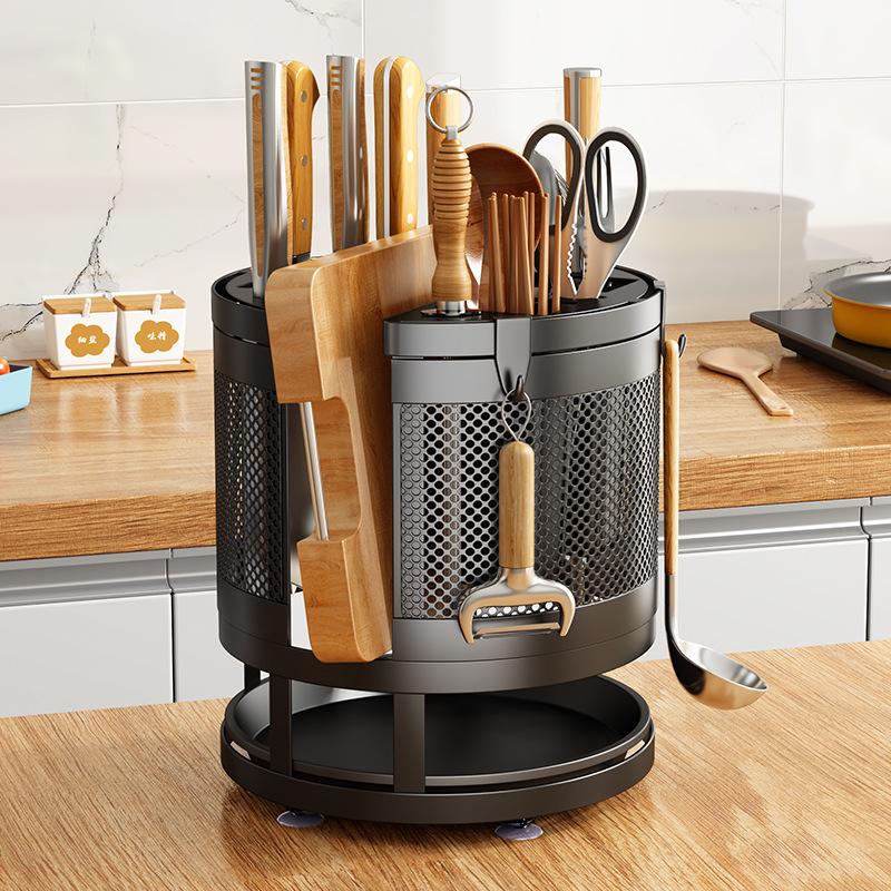 Buy Kitchen Multi-function Rotatable Shelf Rack Organizer Spoon Fork ...