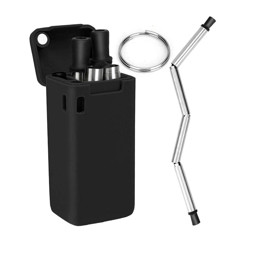 Buy Stainless Steel Foldable Reusable Straw With Folding Box Keychain ...