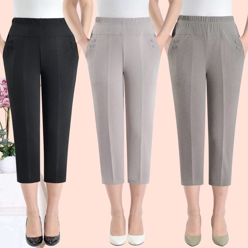 Укороченные брюки Женские брюки среднего и пожилого возраста Брюки для ...